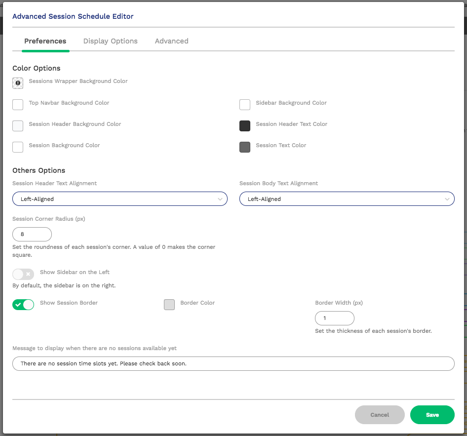 Advanced Session Schedule – Eventup Planner Support