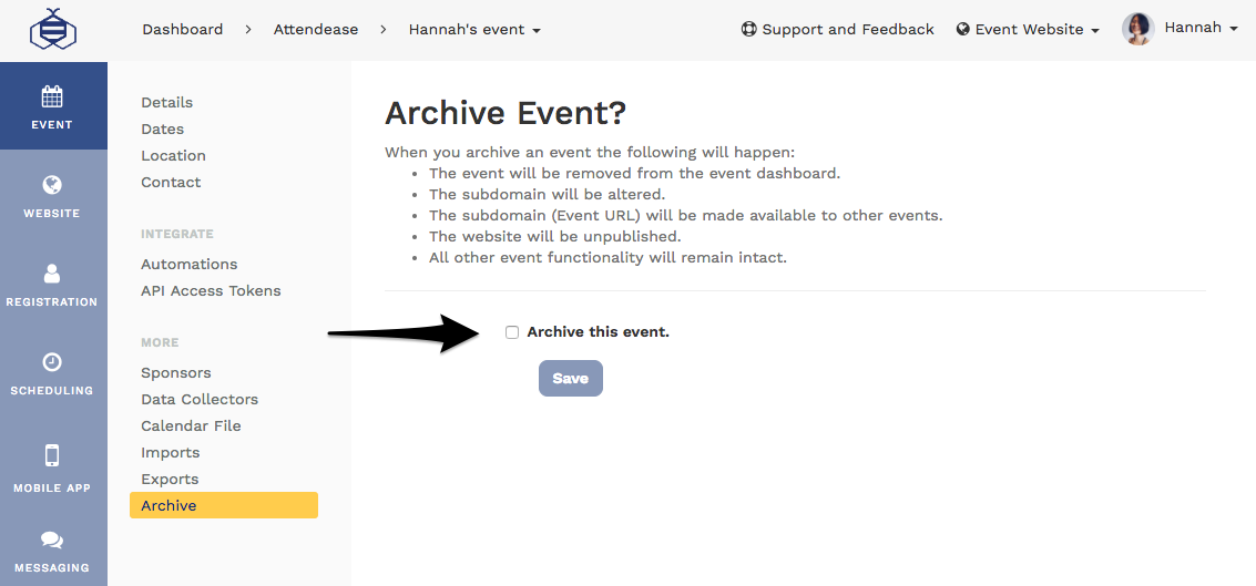 Archiving Events – Eventup Planner Support