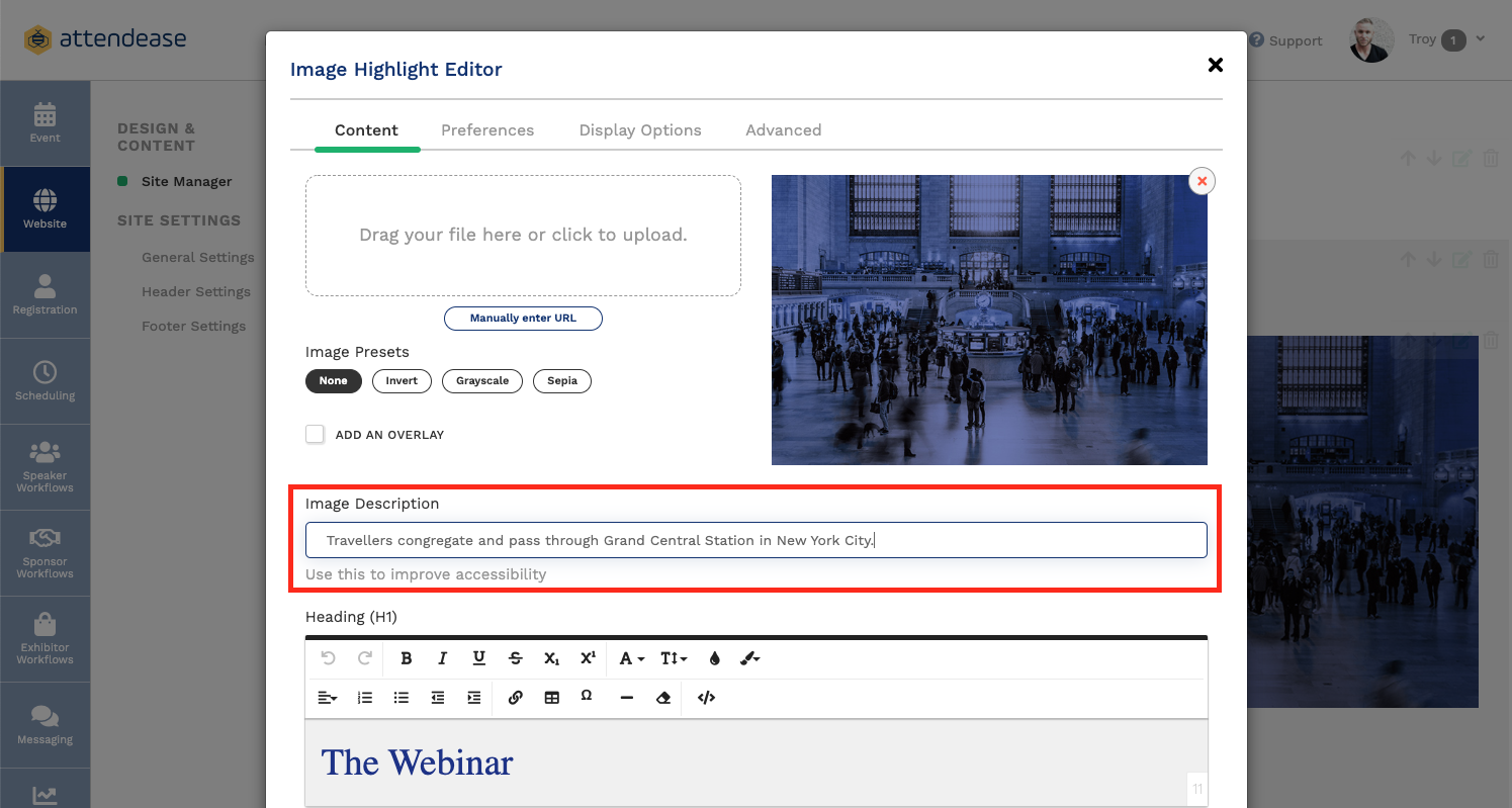Attendease Website Accessibility – Eventup Planner Support