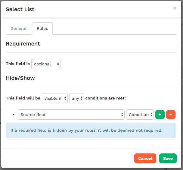 Conditional fields – Eventup Planner Support