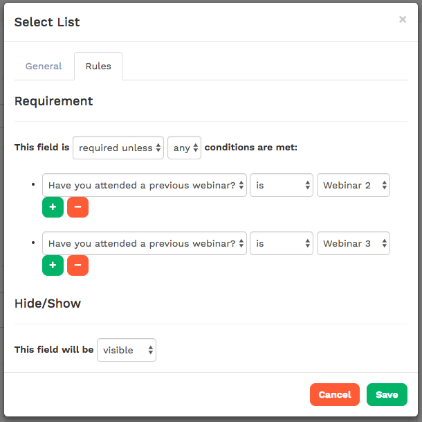 Conditional fields – Eventup Planner Support