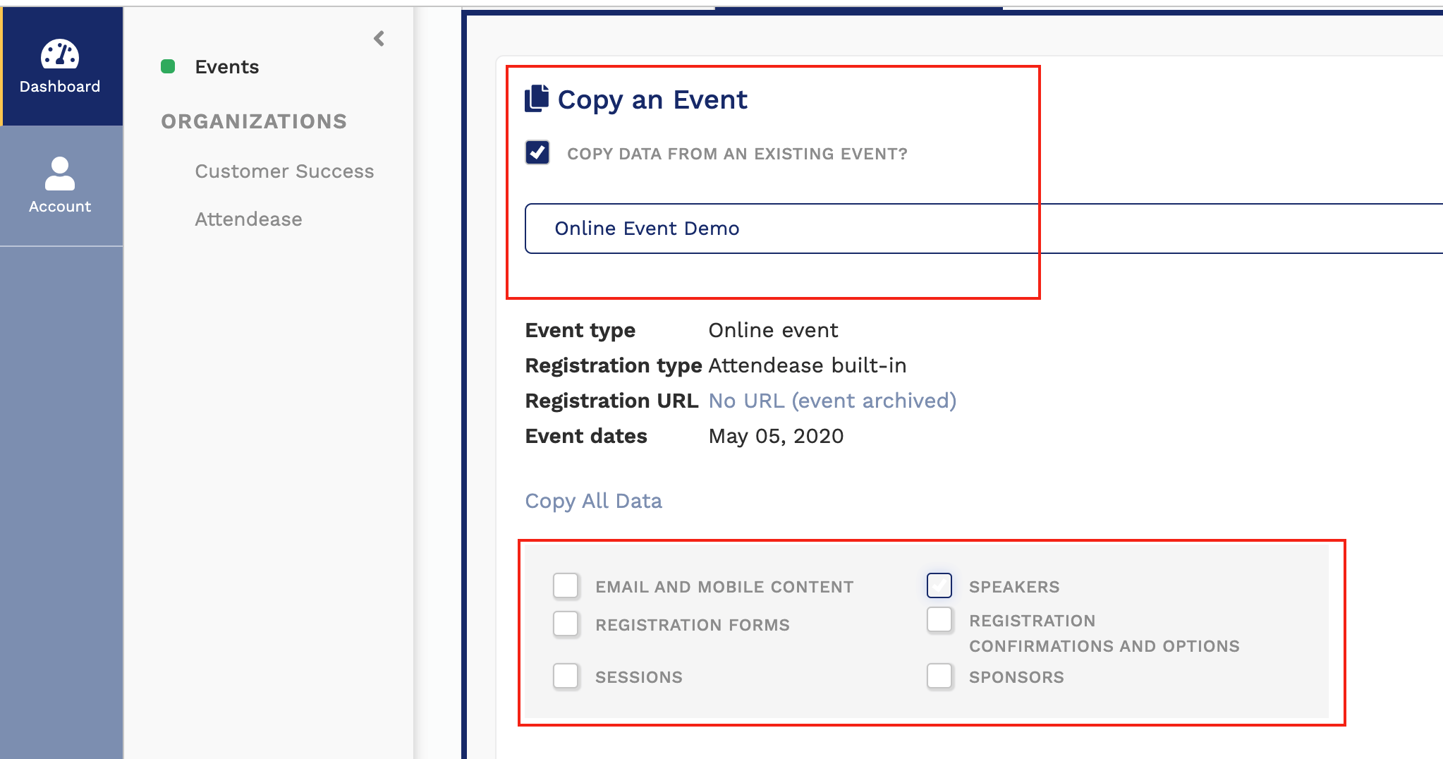 Copying event configuration – Eventup Planner Support