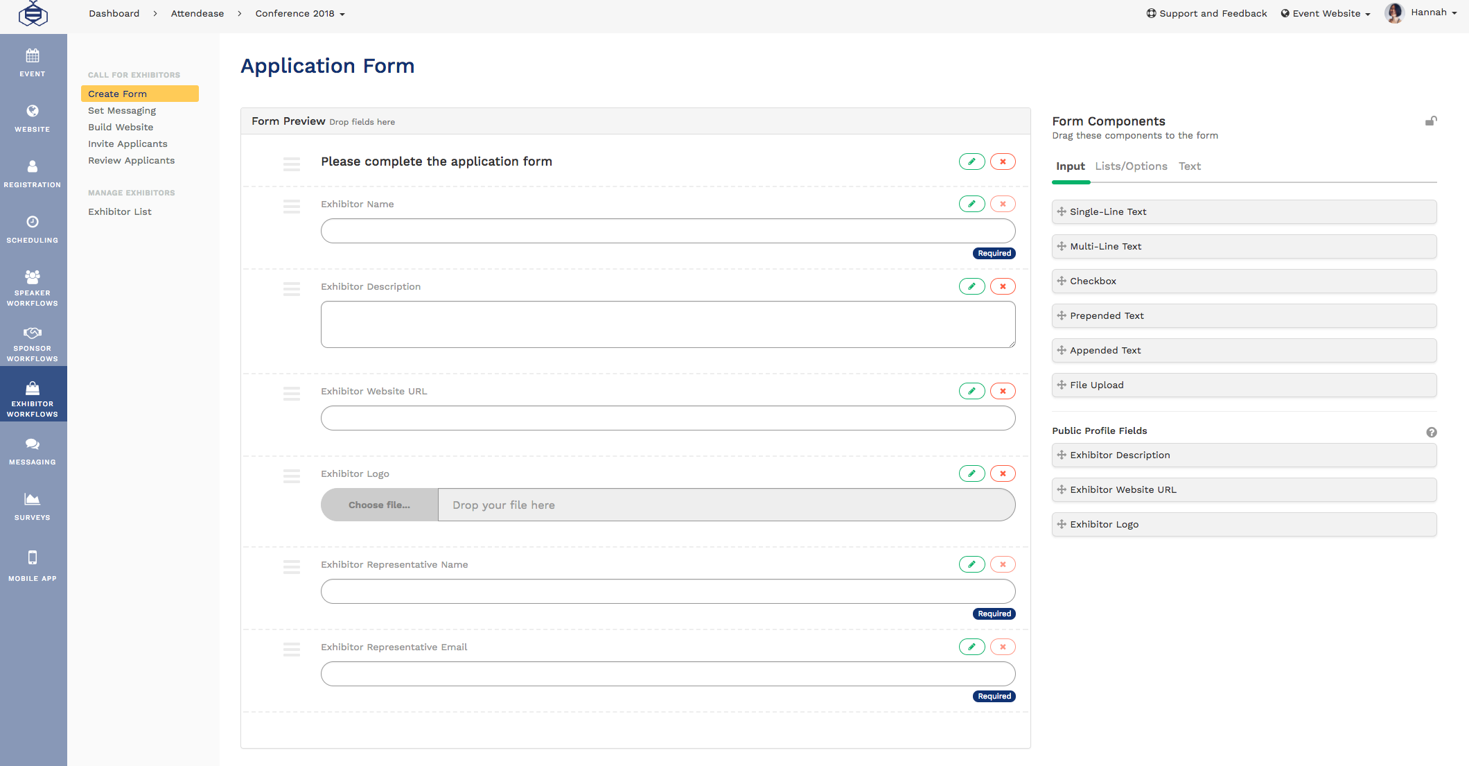 Create a form for exhibitor applications – Eventup Planner Support