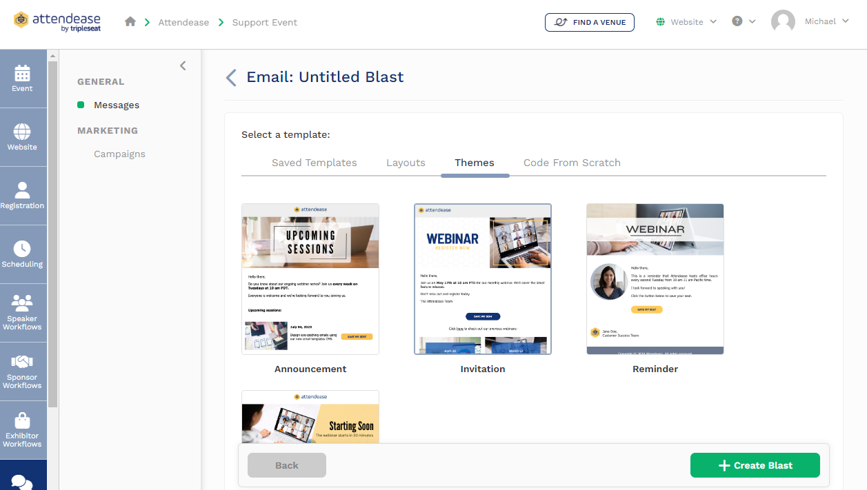 Email blasts – Eventup Planner Support