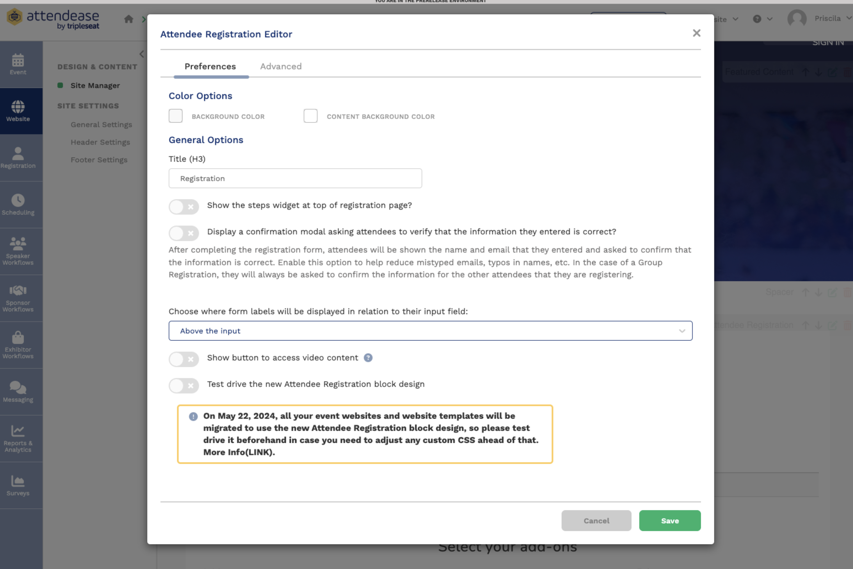 Enable the New Registration Block Design Before May 22, 2024 – Eventup ...