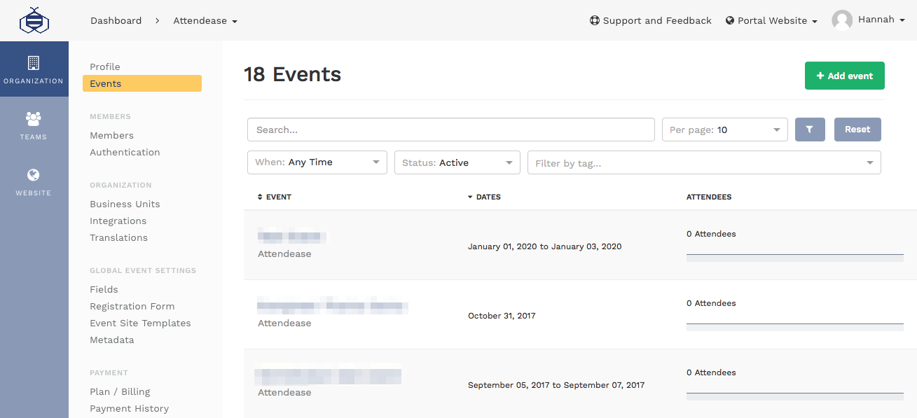 Event List – Eventup Planner Support