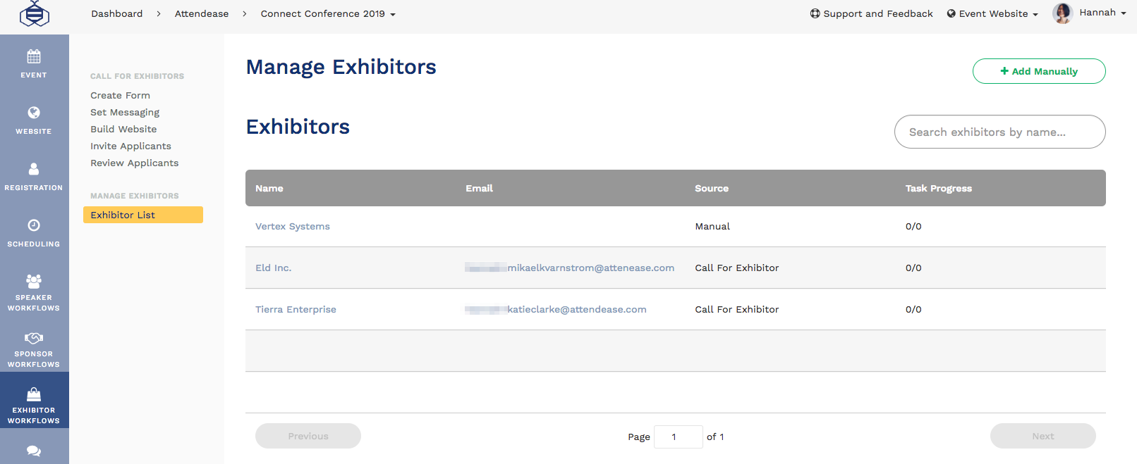 Exhibitor List – Eventup Planner Support