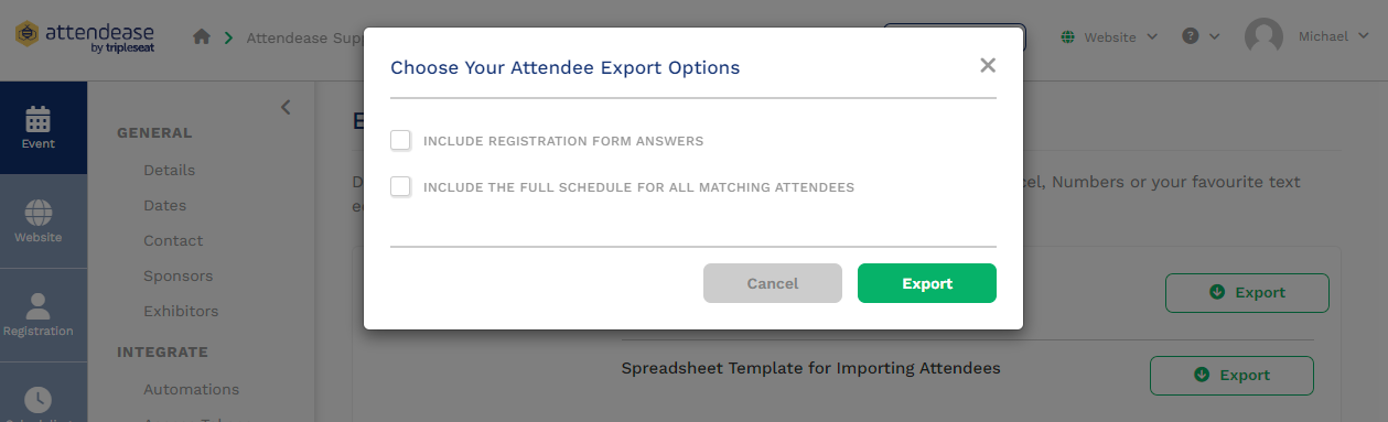 Export Attendee List – Eventup Planner Support