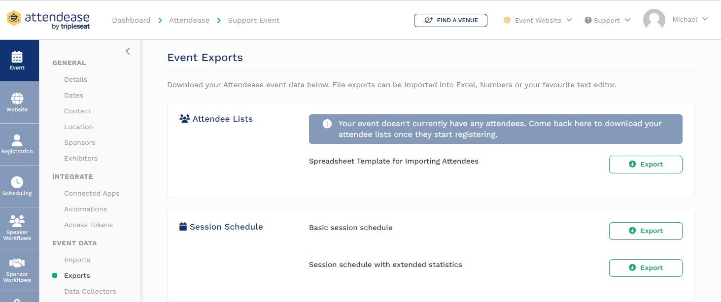 Export Attendee List – Eventup Planner Support