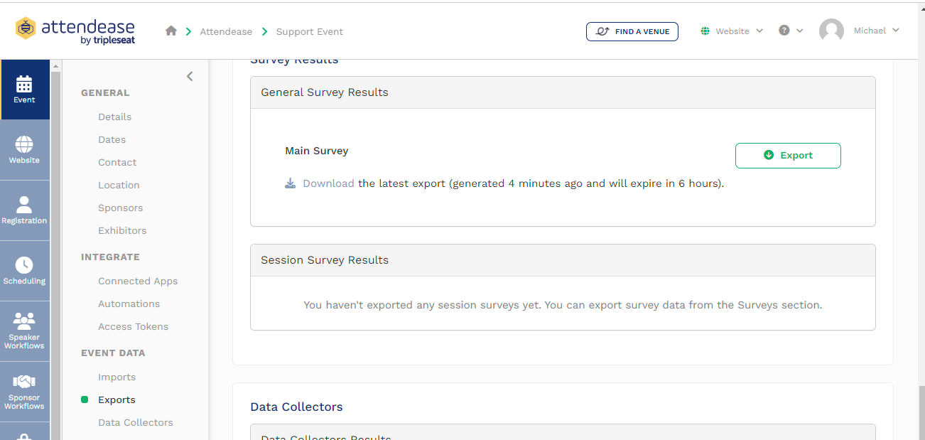 Export Survey Results – Eventup Planner Support
