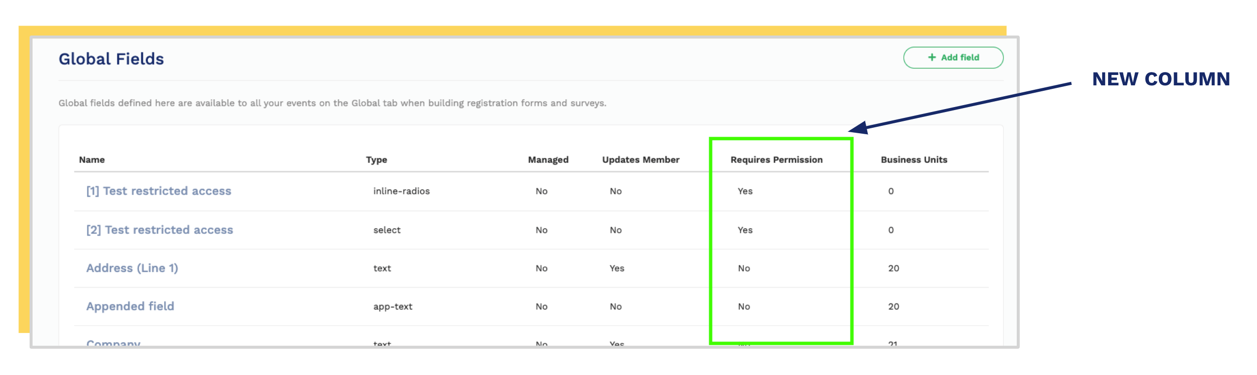 Global Field Restrictions – Eventup Planner Support