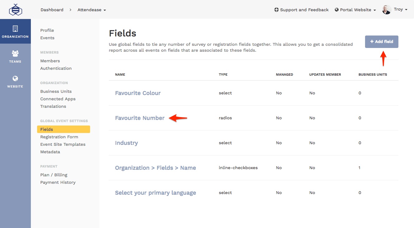 Global fields – Eventup Planner Support