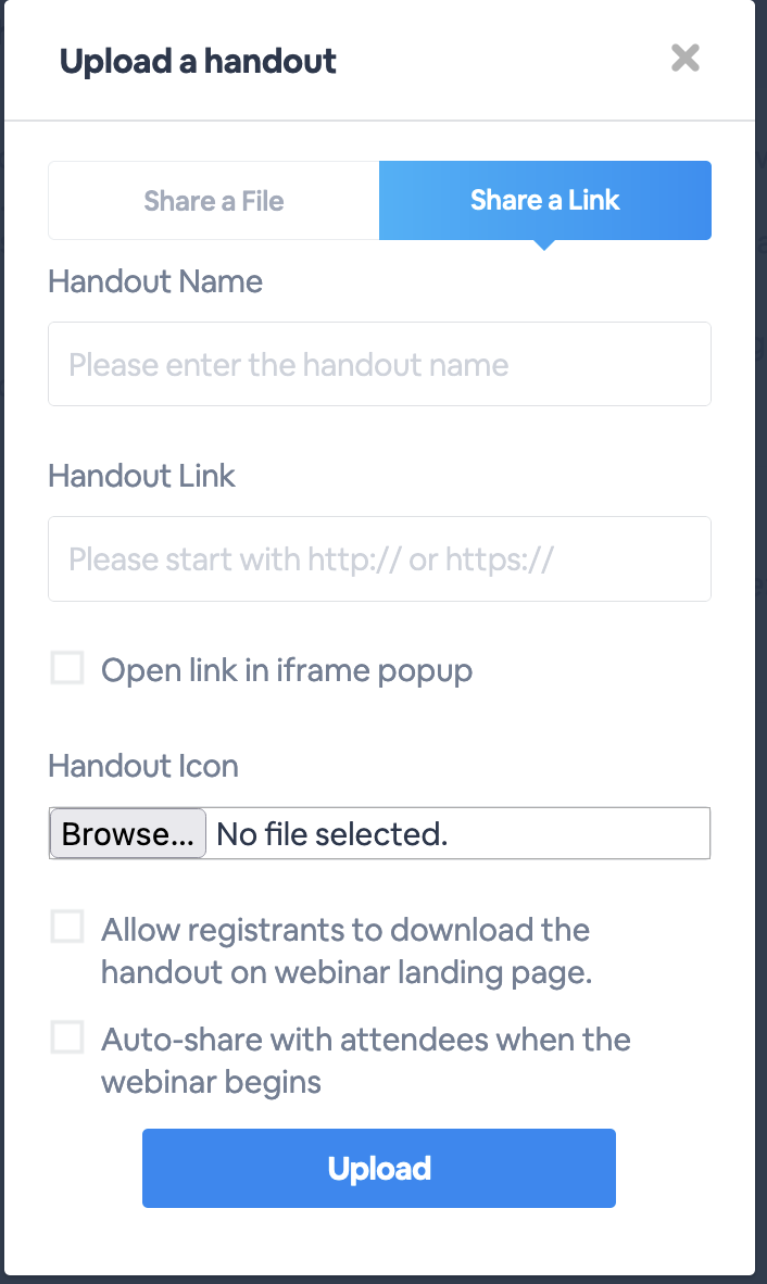 How can I share a handout as an external link? – Eventup Planner Support