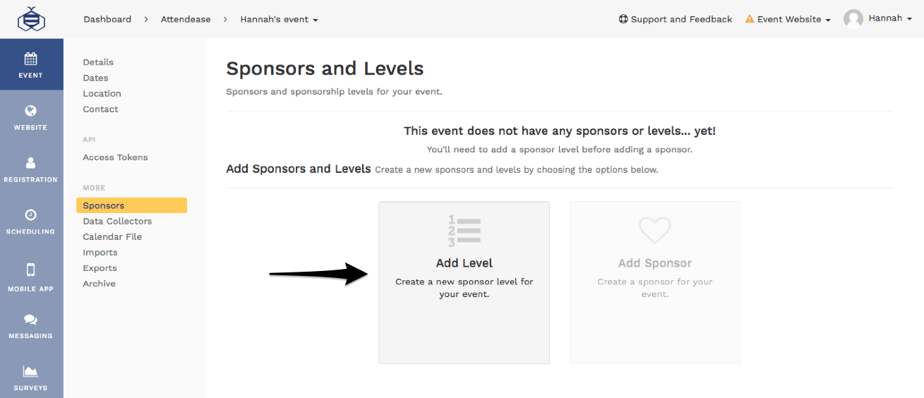 How do I add a sponsor level? – Eventup Planner Support
