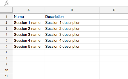Import sessions – Eventup Planner Support