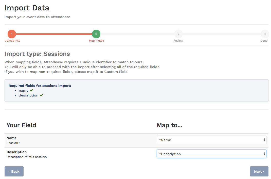 Import sessions – Eventup Planner Support