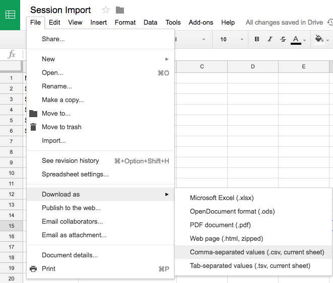 Import sessions – Eventup Planner Support