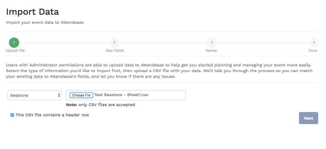 Import sessions – Eventup Planner Support