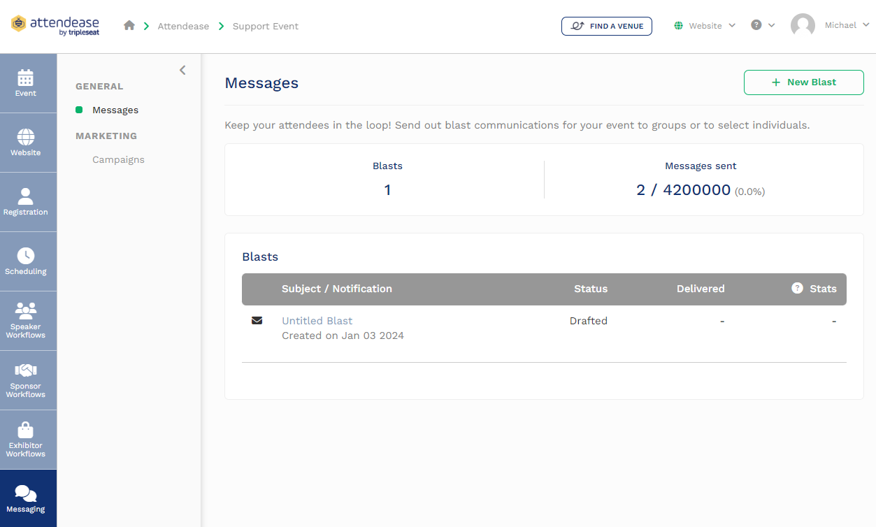 Messaging Summary – Eventup Planner Support