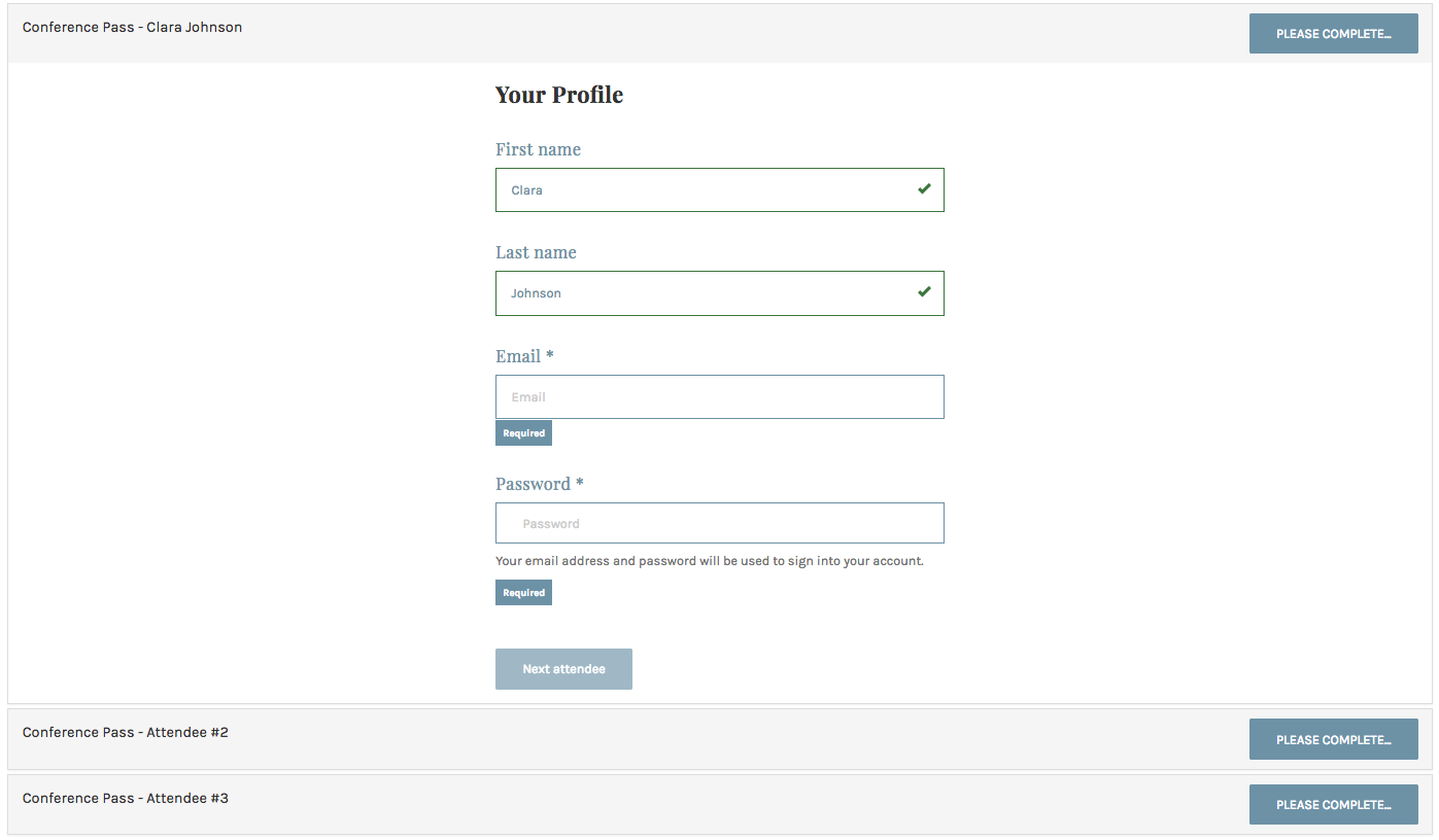 Multiple Attendee Registration – Eventup Planner Support
