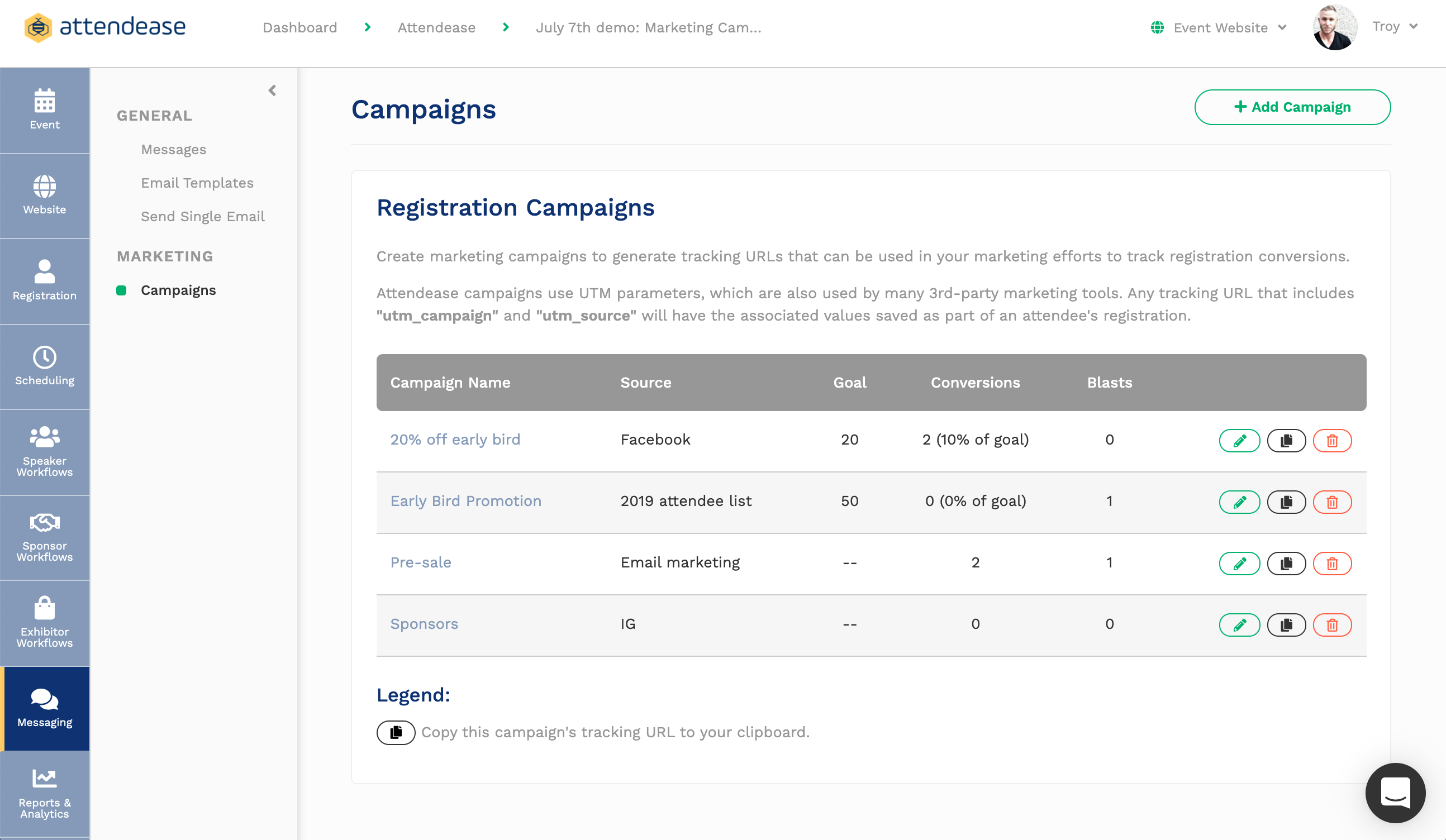 Registration Campaigns – Eventup Planner Support