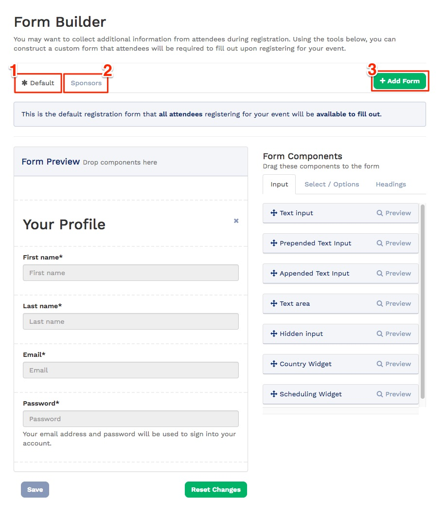 Registration form builder – Eventup Planner Support