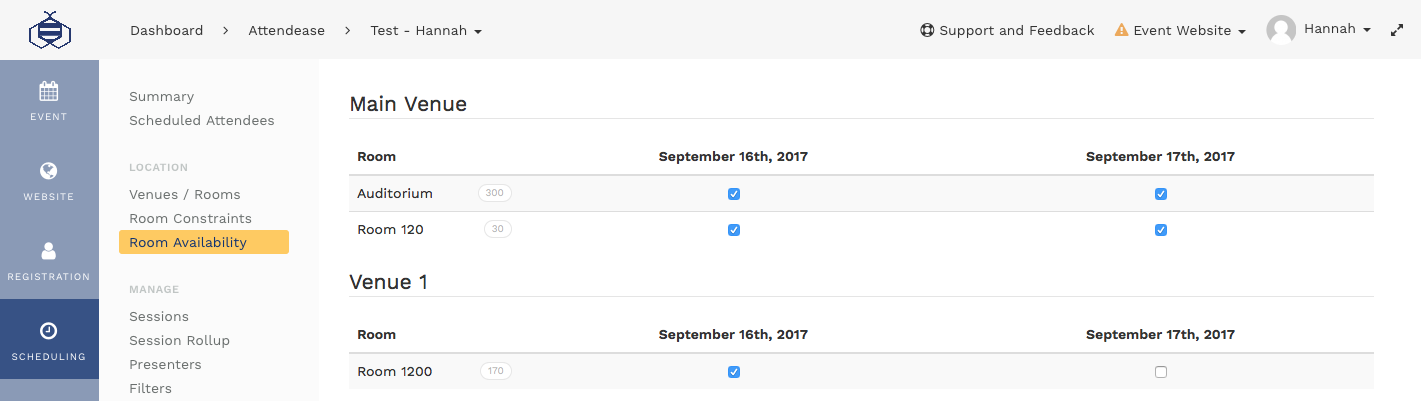 Room Availability – Eventup Planner Support