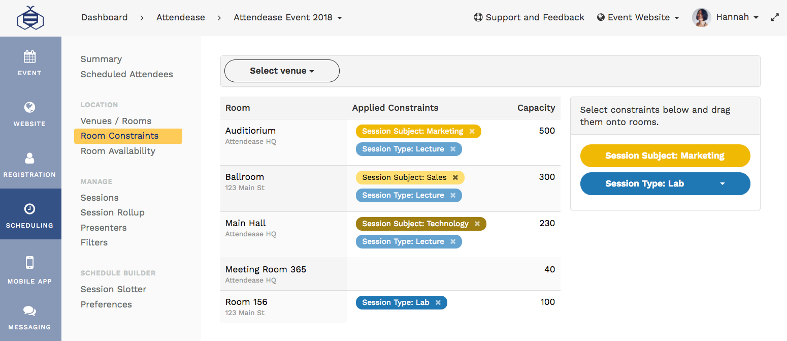 Room Constraints – Eventup Planner Support