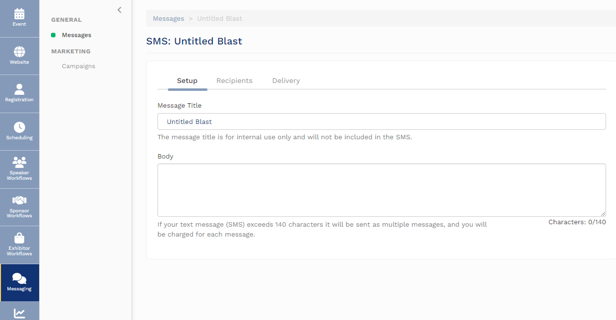 SMS Blasts – Eventup Planner Support