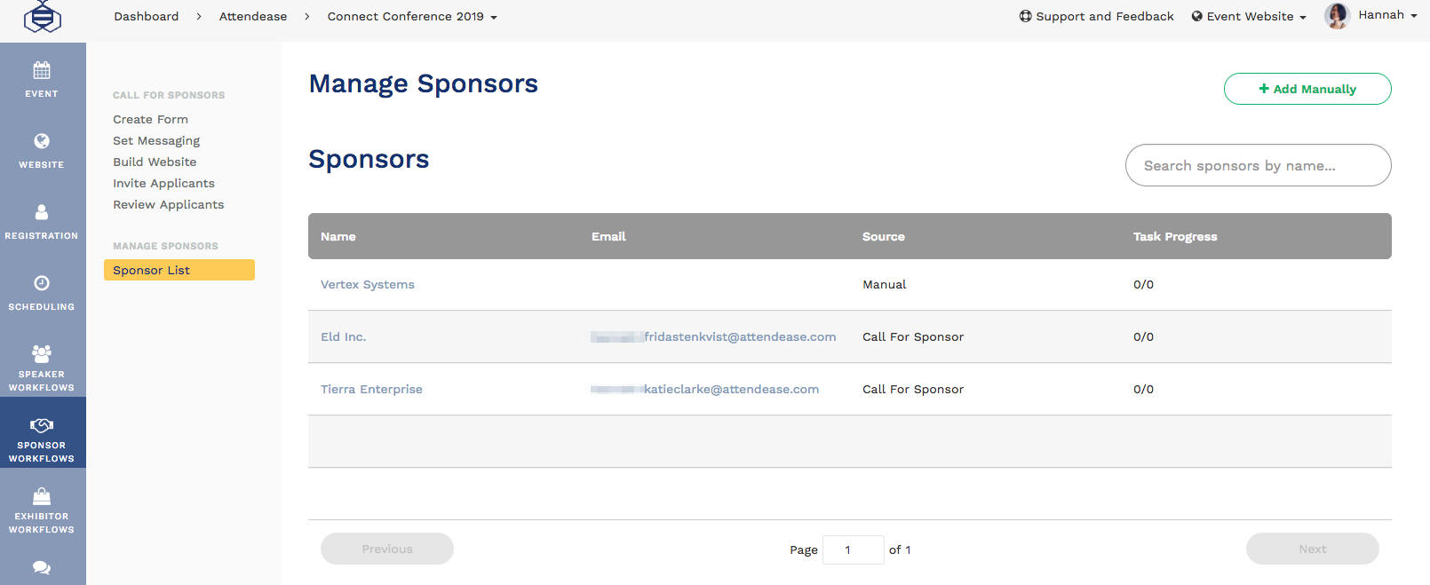 Sponsor List – Eventup Planner Support