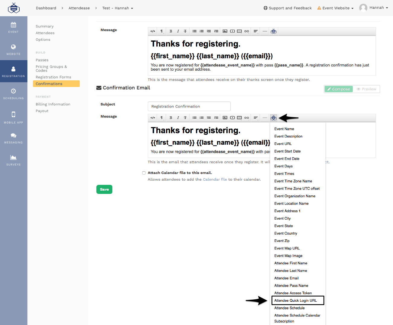What is the quick login placeholder? – Eventup Planner Support