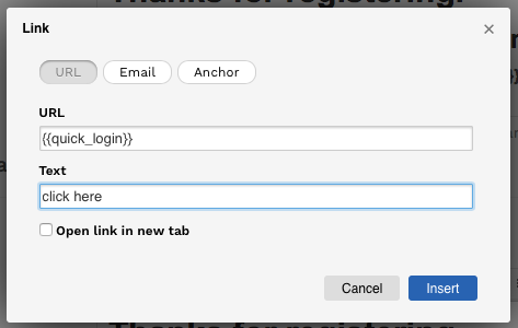 What is the quick login placeholder? – Eventup Planner Support