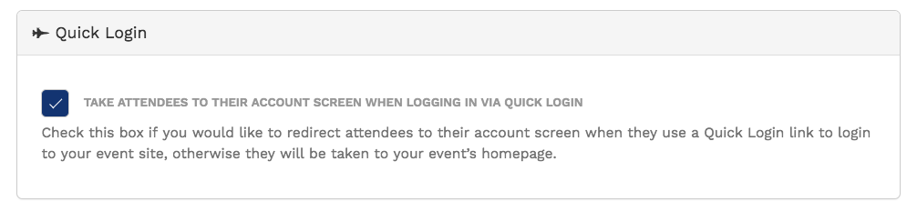 What is the quick login placeholder? – Eventup Planner Support